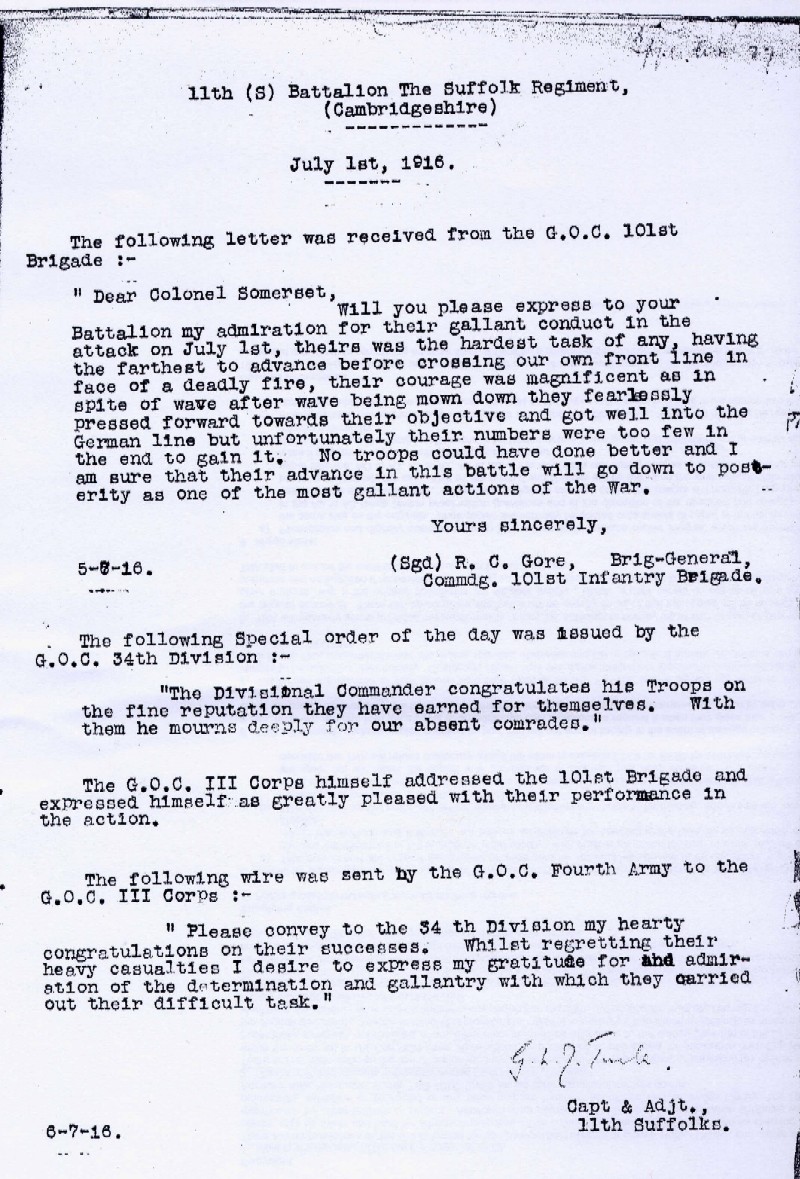 Roll of Honour - Regiments - 11th (S) Battalion, The Suffolk Regiment ...